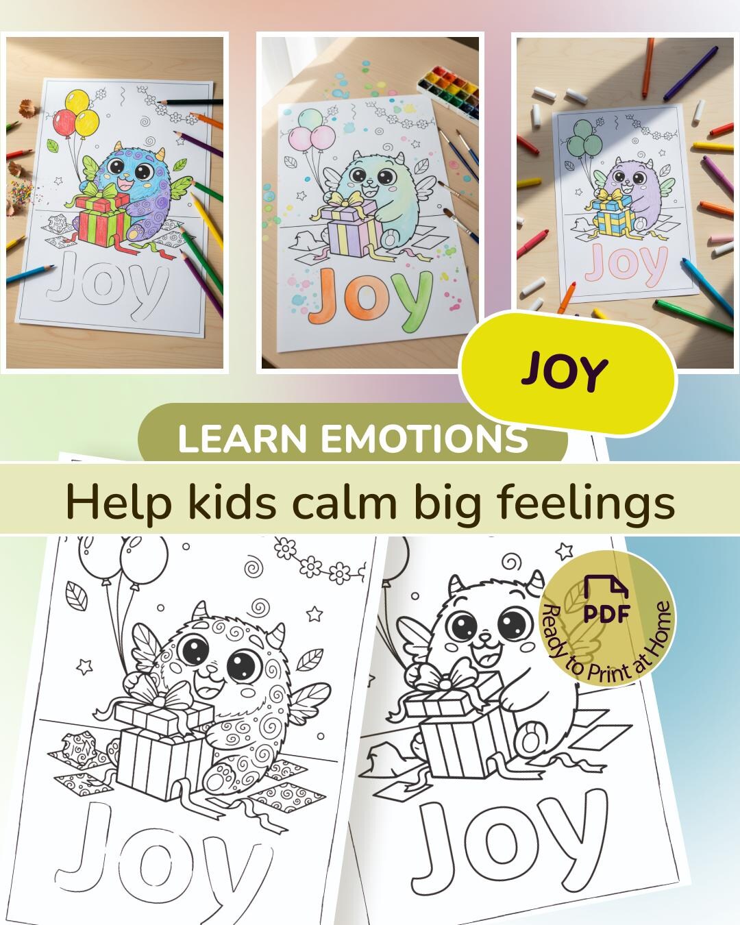 Joy Coloring Pages for Kids – Emotional Regulation Printable (PDF) - Etsy