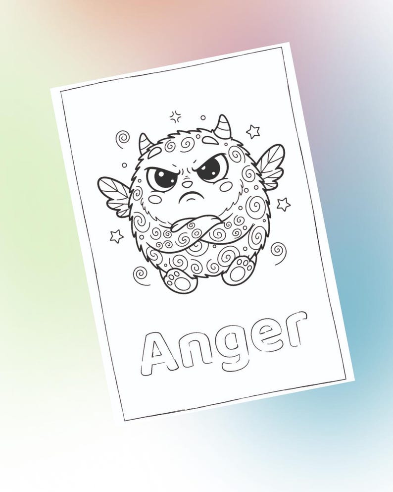 Anger Coloring Pages for Kids – Calm Down Feelings Activity Printable ...