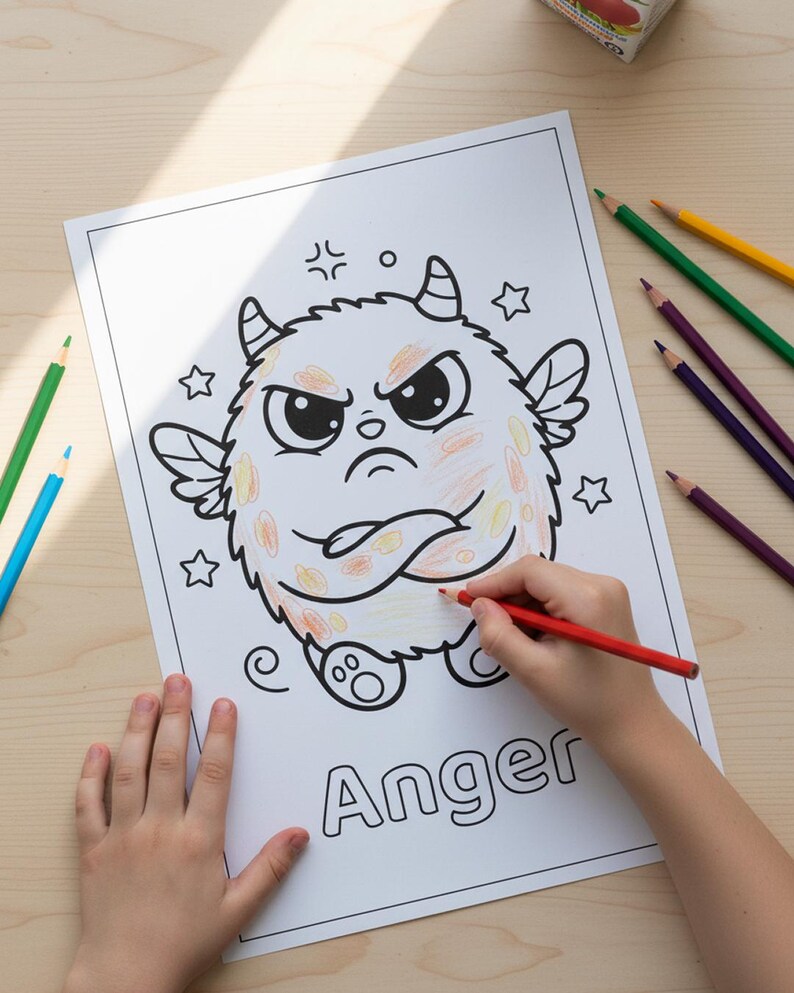 Anger Coloring Pages for Kids – Calm Down Feelings Activity Printable ...