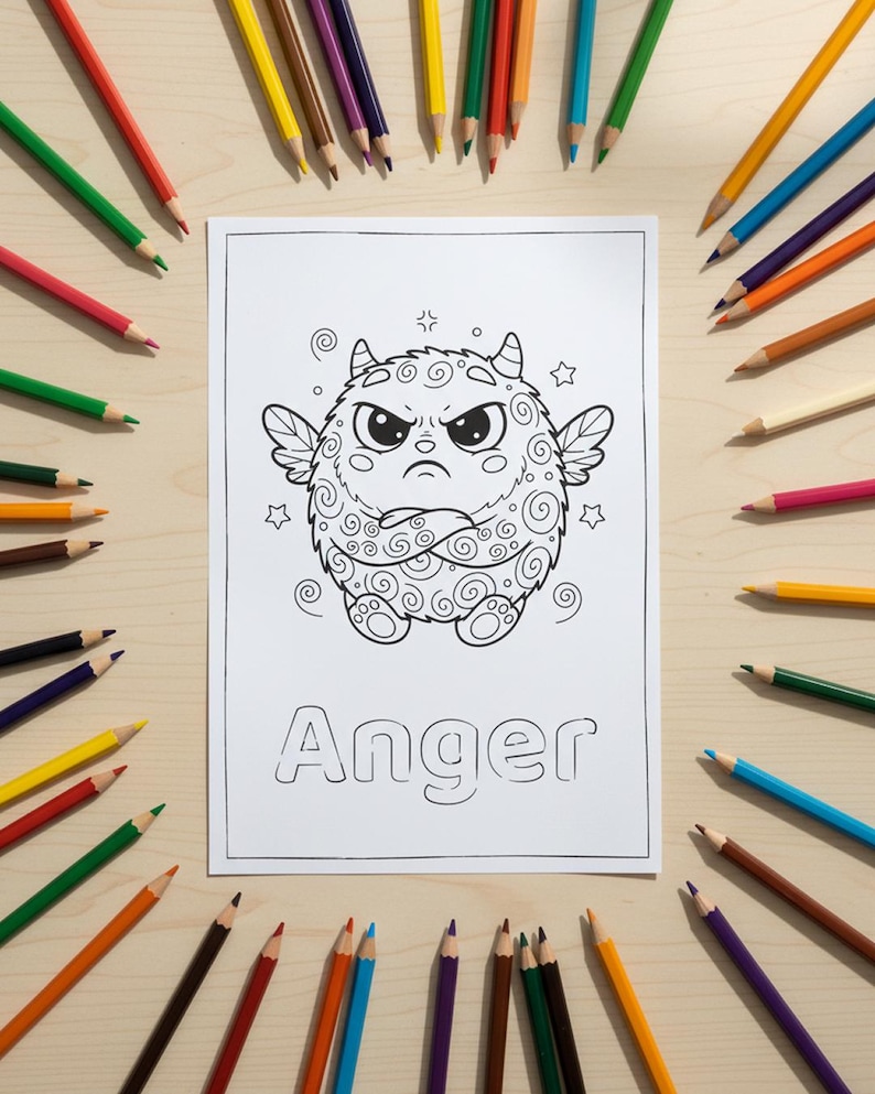 Anger Coloring Pages for Kids – Calm Down Feelings Activity Printable ...
