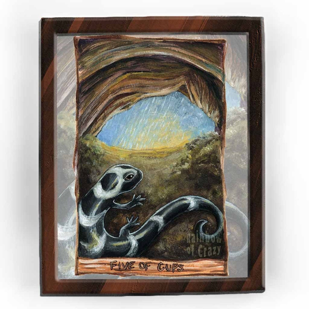 Marbled Salamander Art, Lizard Print, Five of Cups Card, Animism Tarot ...