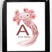 Custom Name: A is for Axolotl Art, Alphabet Letter Print, Nursery Decor ...