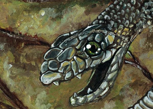 Snake Art Black Mamba Totem Animal Print Eight of Wands | Etsy