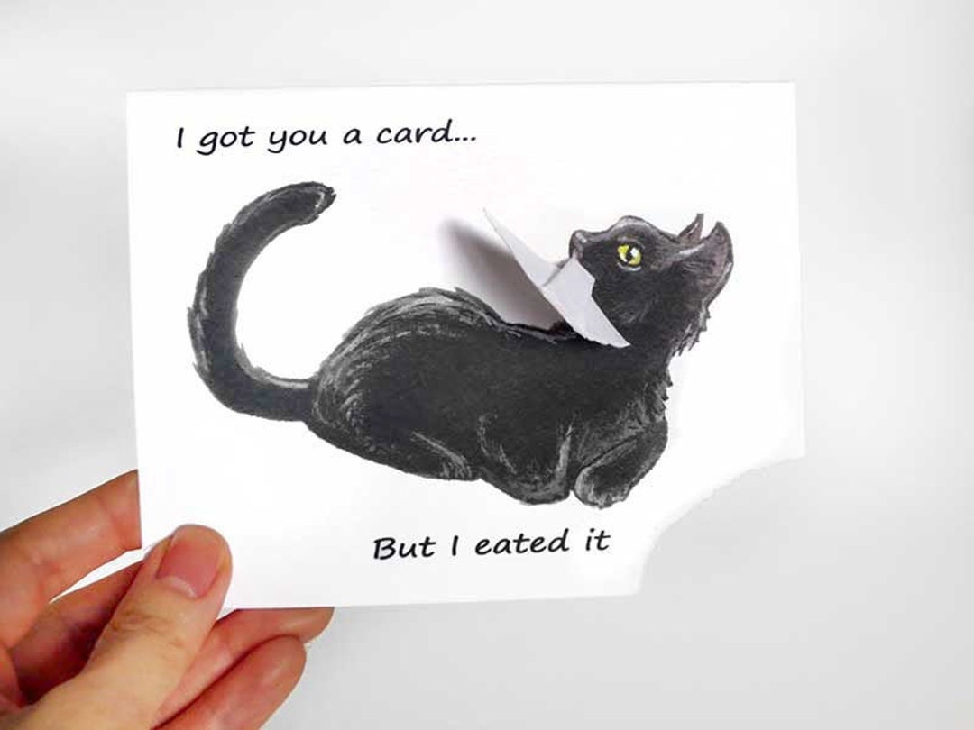 Funny Card Black Cat Greeting Card Blank Card Pet Art - Etsy