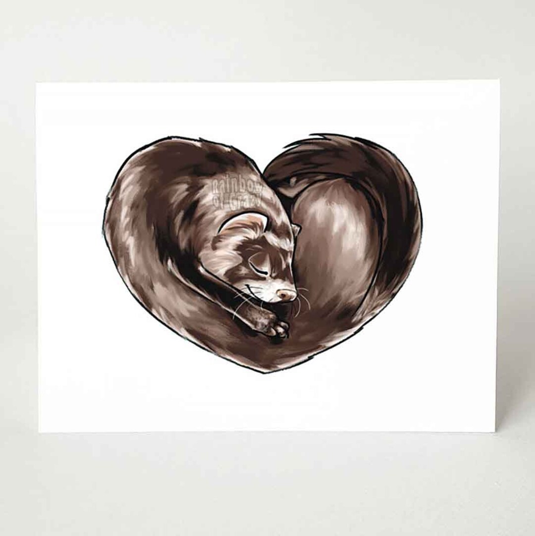 Ferret Card, Heart Greeting for Pet Owner, Love You, Valentines Day ...