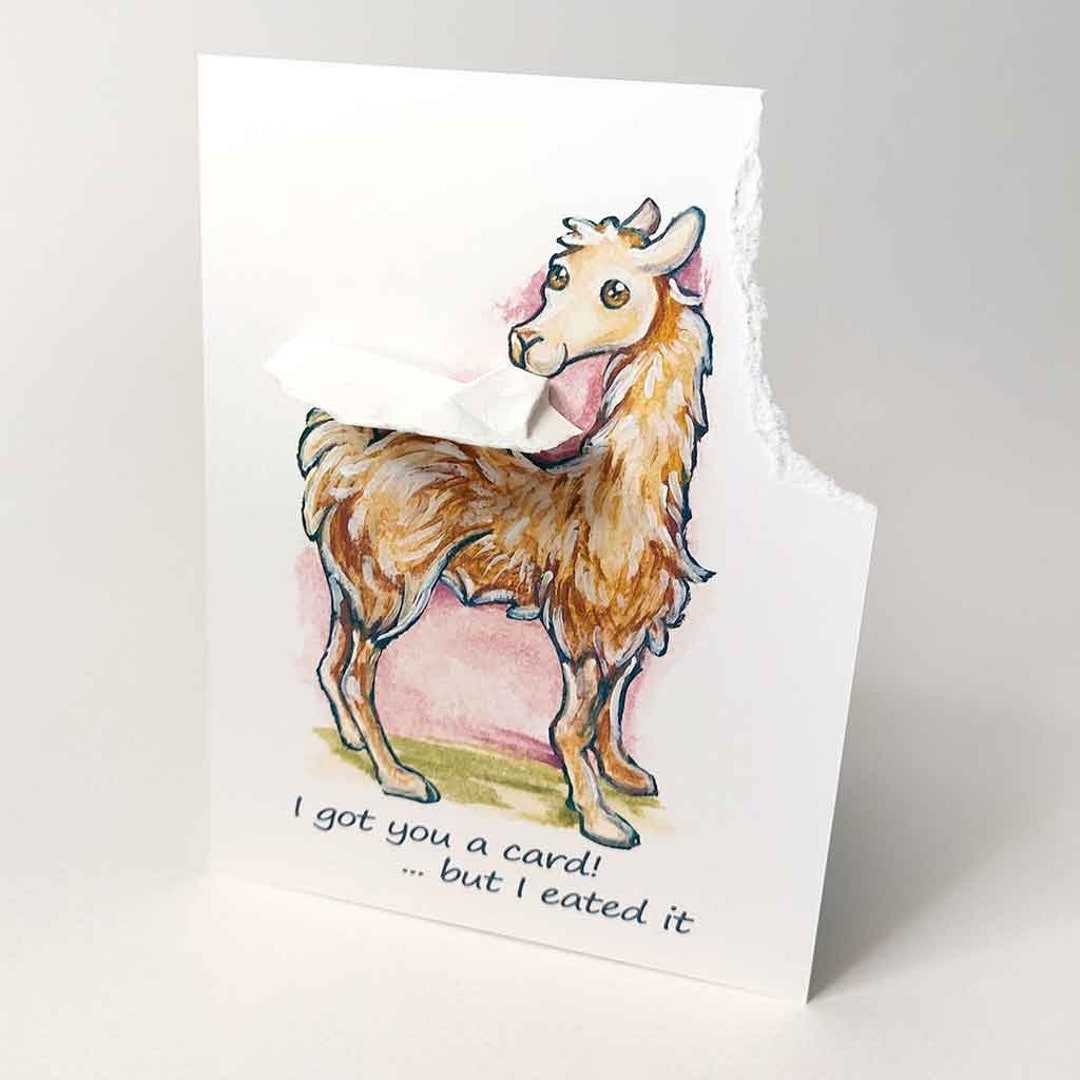 Funny Llama Card, Custom Message, Farm Animal Notecard for Kids, Happy ...