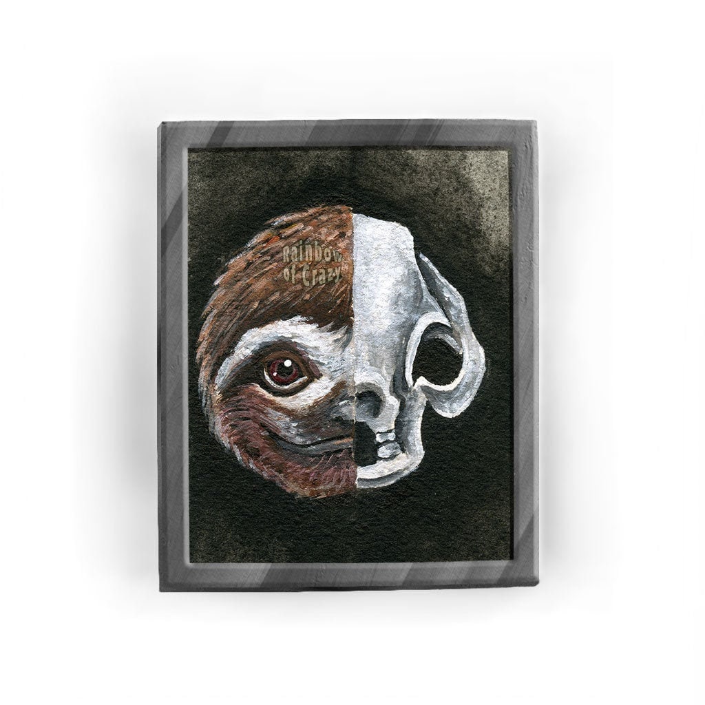 Sloth Art, Skull Print, Animal Illustration, Skeleton Wall Art, Gothic ...