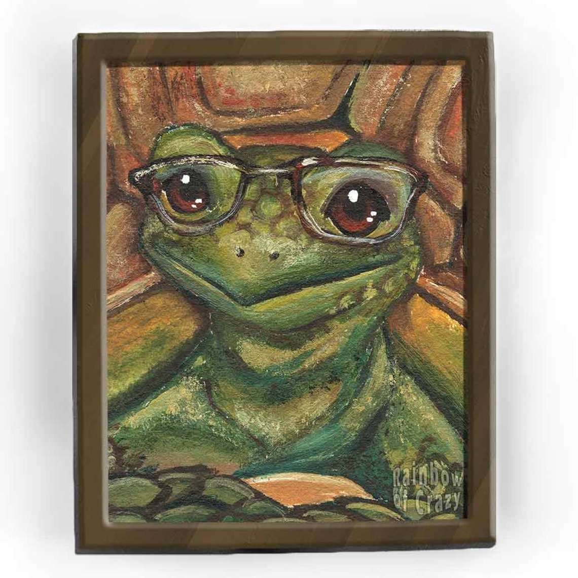 Tortoise Print, Eye Glasses, Turtle Art, Woodland Animal Portrait ...