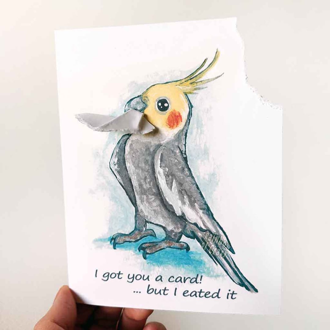 Cockatiel Card, Custom Card, Funny Greeting Card, Pet Bird Art ...
