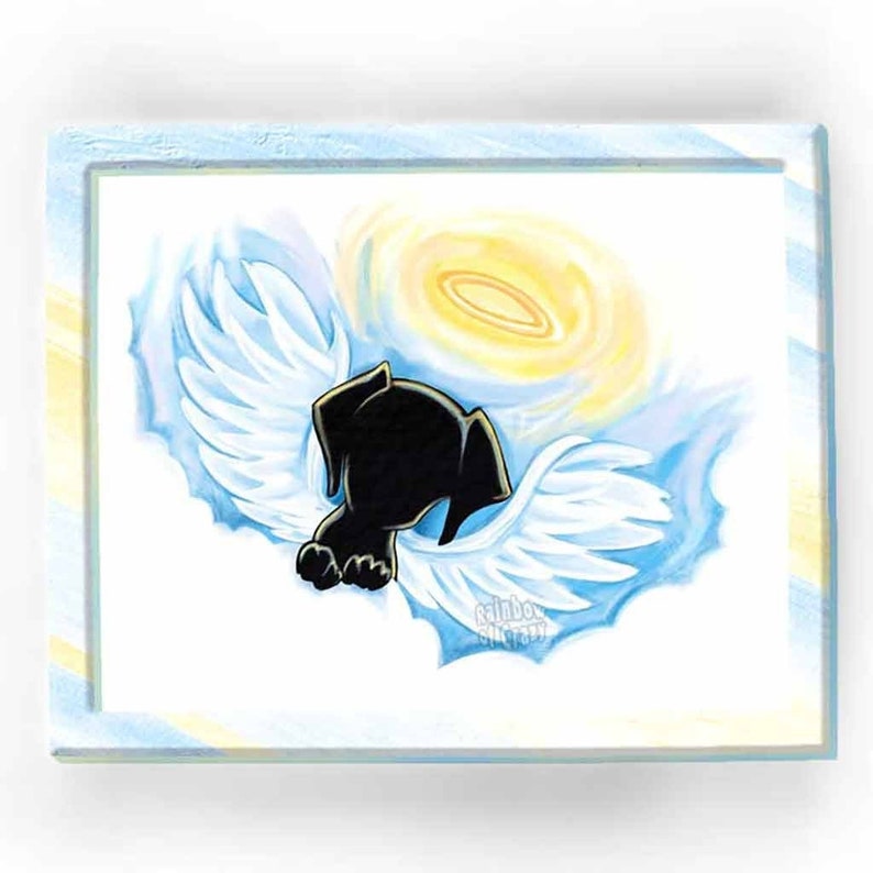 Pet Angel Dog Art Pet Print Pet Loss Black Dog Portrait - Etsy