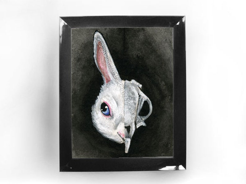 White Rabbit Art Skull Gift Bunny Print Large Wall Art - Etsy