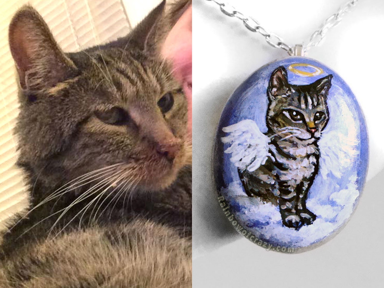 Custom Pet Necklace Angel Jewelry Hand Painted Rock | Etsy