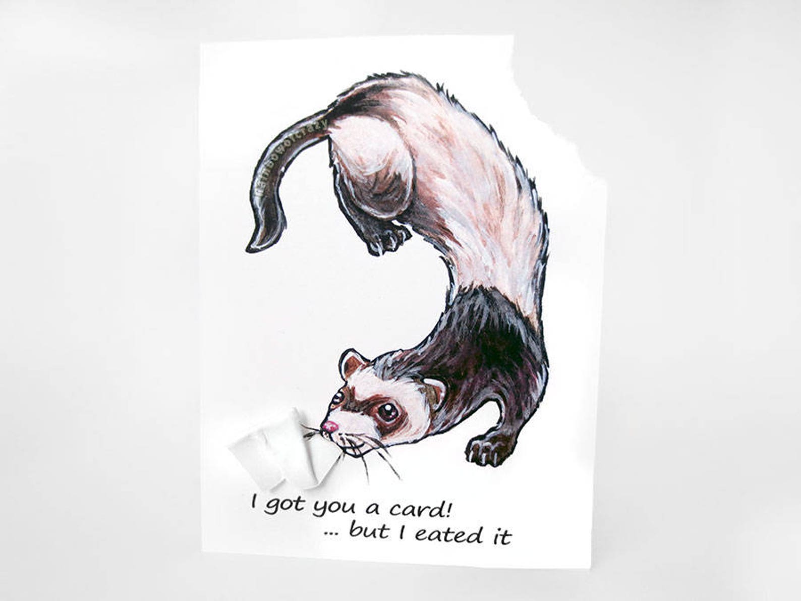 Ferret Card Pet Art Funny Card Custom Message Birthday - Etsy