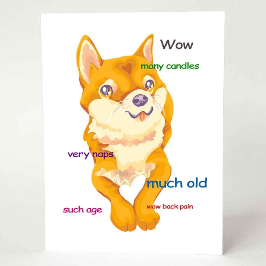 Funny Doge Card, Happy Birthday Dog Meme, Getting Old, Back Pain, Adult ...