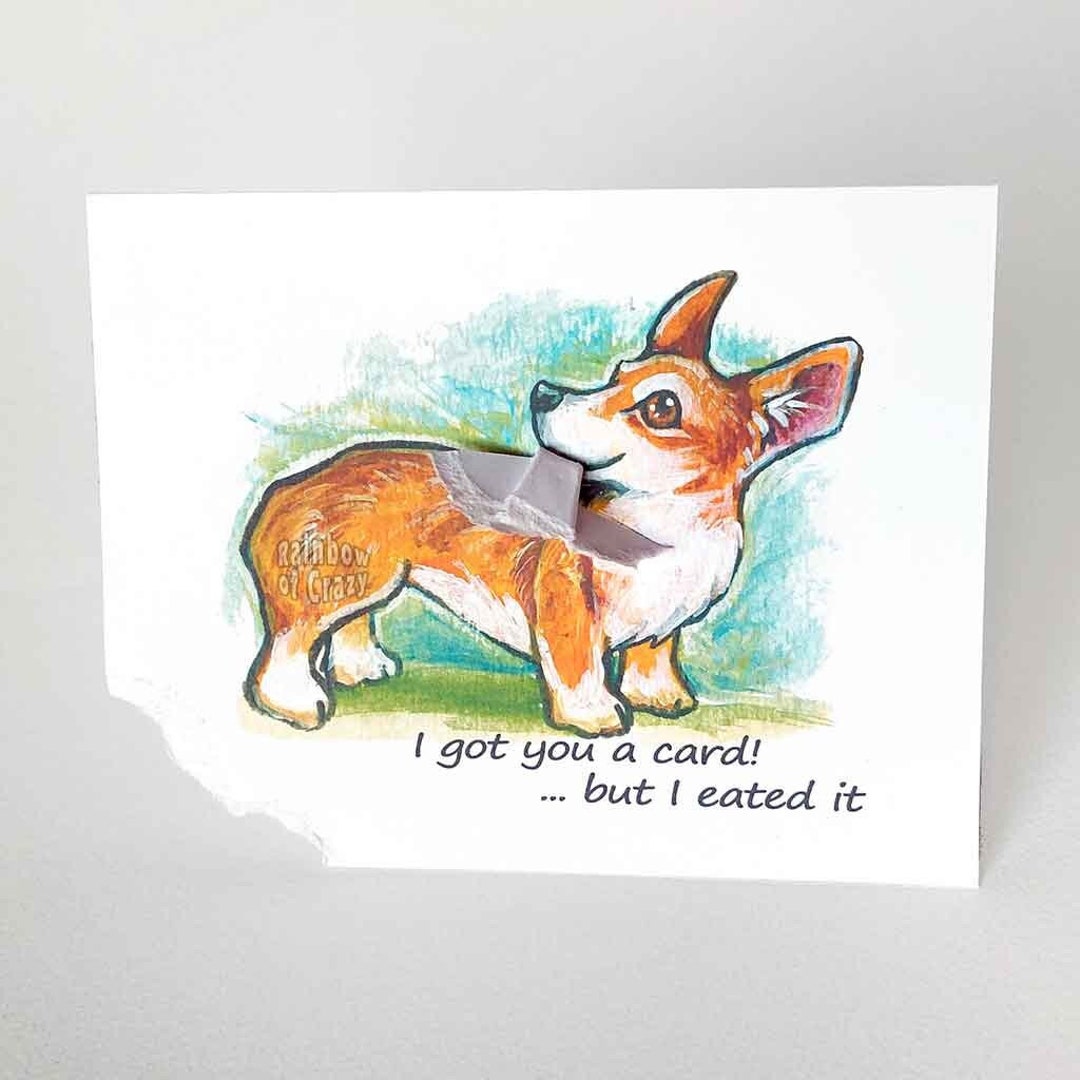 Corgi Card, Funny Greeting for Pet Owner, Animal Lover, Dog Notecard ...