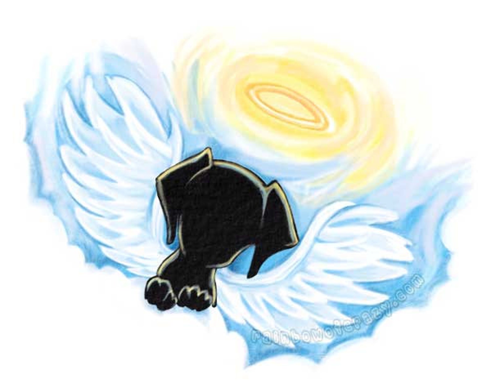 Pet Angel Dog Art Pet Print Pet Loss Black Dog Portrait - Etsy