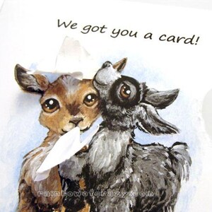 Funny Card Cute Goat Art Hungry Baby Goats Thinking of You - Etsy