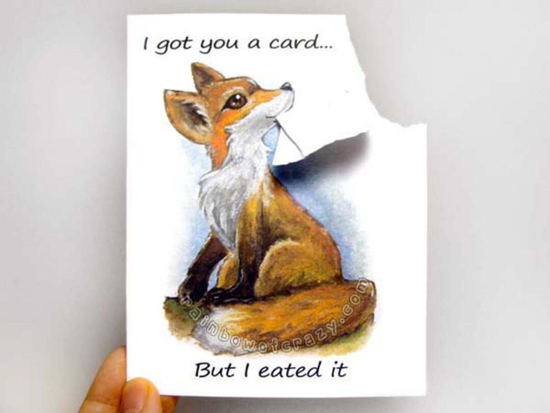 Red Fox Card Funny Greeting Card Woodland Fox Art Any - Etsy