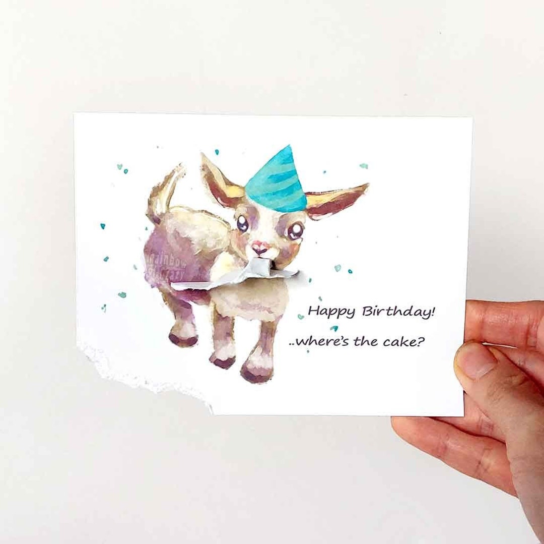 Goat Birthday Card, Baby Goat, Funny Card for Farm Animal Lover, Bday ...