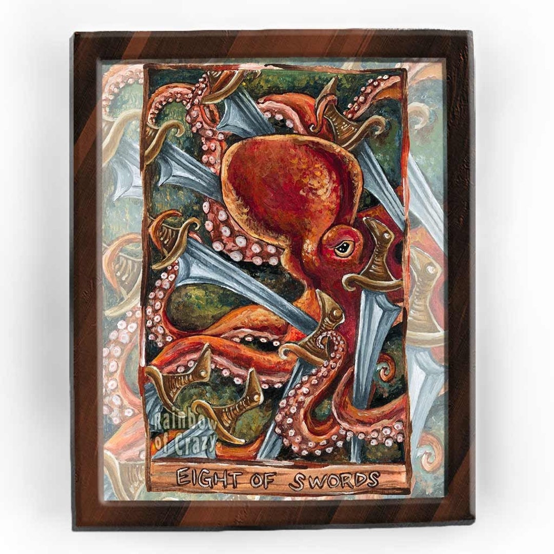 Giant Octopus Print, Sword Art, Animism Tarot Gift for Animal Lover ...