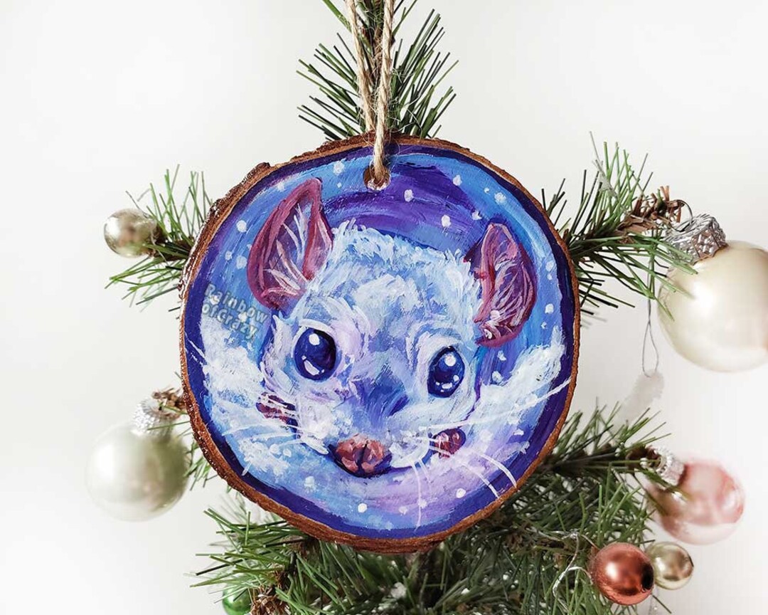 Christmas Ornament, Chinchilla Art, Pet Portrait, Animal Painting ...