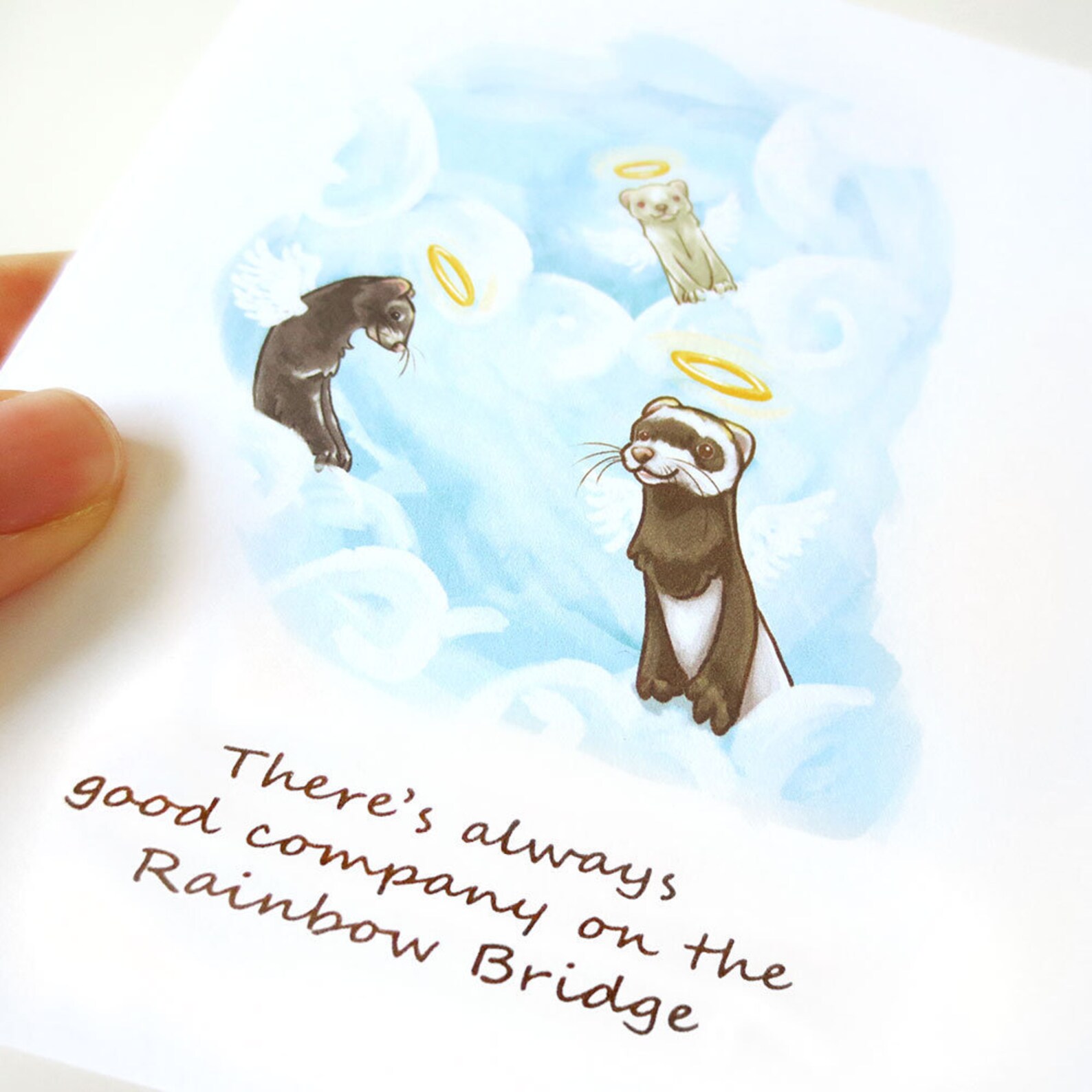 Ferret Sympathy Card, Death of Pet, Pet Loss, Ferret Art Print, Angel ...