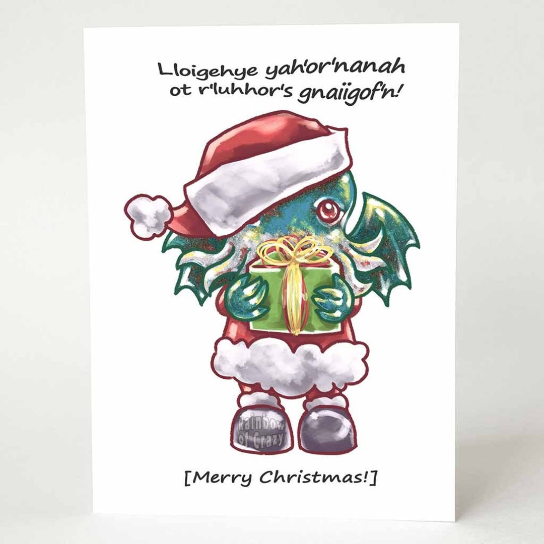 Cthulhu Card, Merry Christmas, Santa Claus, Happy Holidays, Custom ...