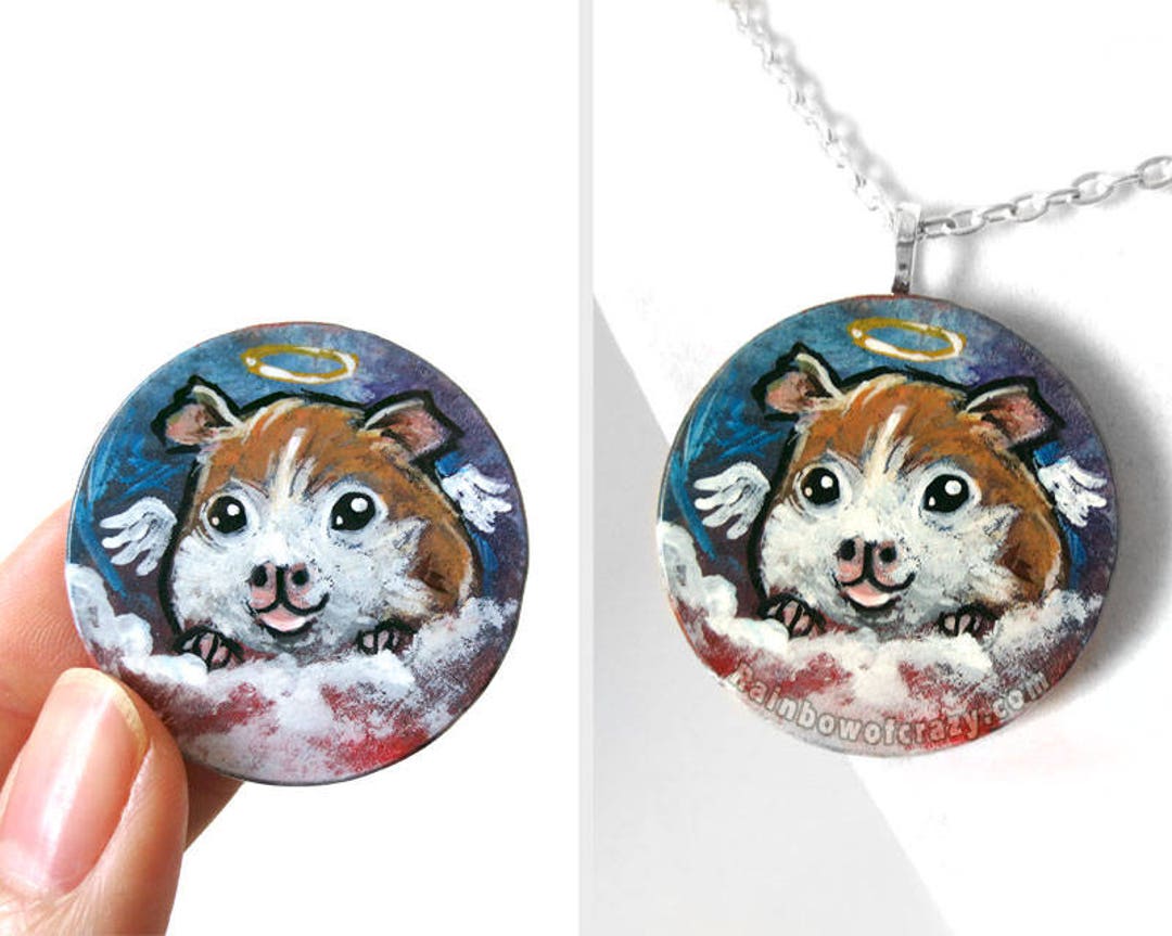Guinea Pig Necklace, Pet Portrait, Angel Keepsake, Memorial Gift for ...