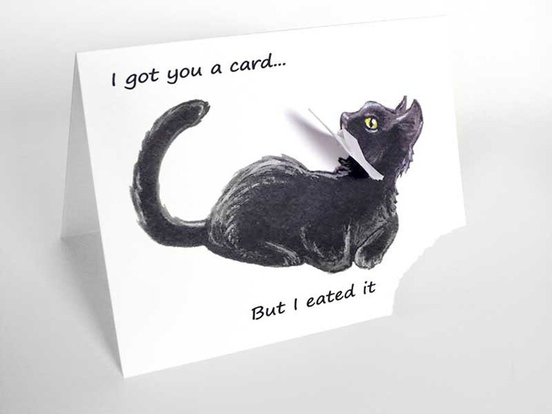 Funny Card Black Cat Greeting Card Blank Card Pet Art - Etsy