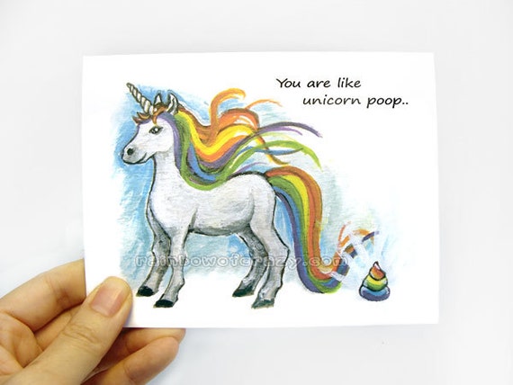 Funny Card Unicorn Poop Happy Birthday Card Thank You Card | Etsy