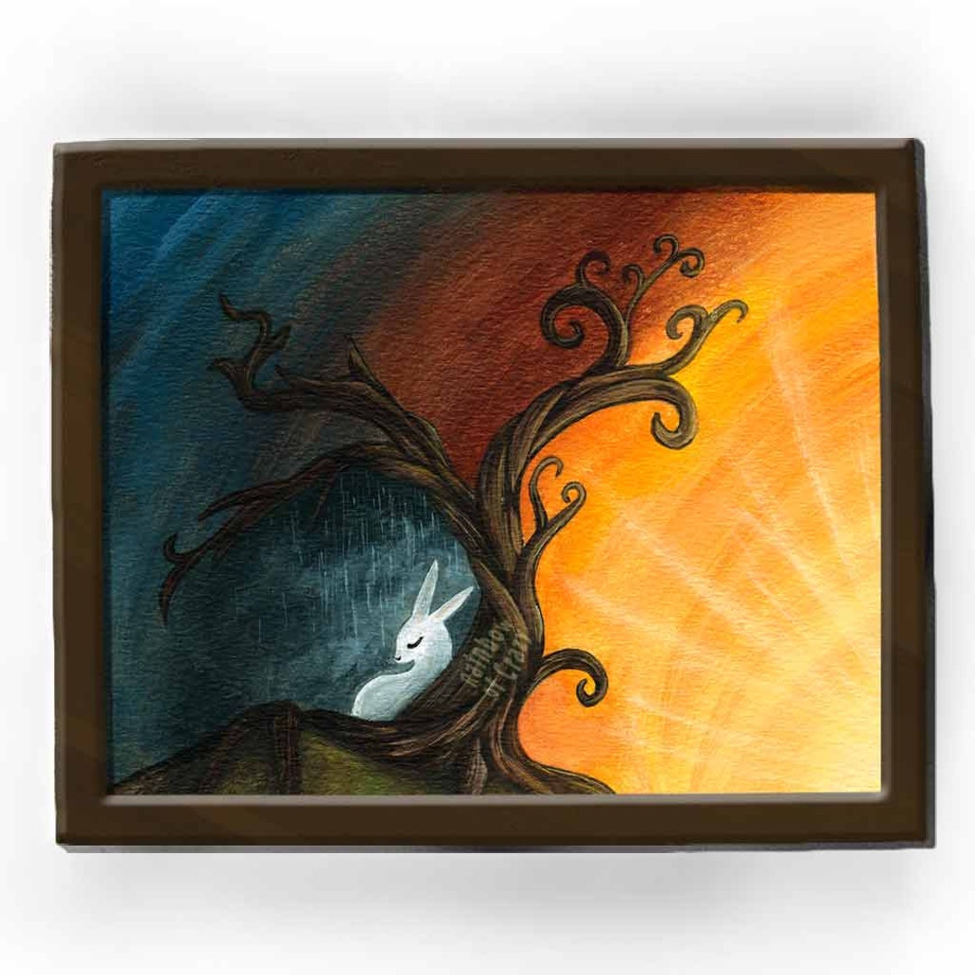 Tree of Life Print, White Rabbit Art, Sunrise Picture, Sunset Image ...