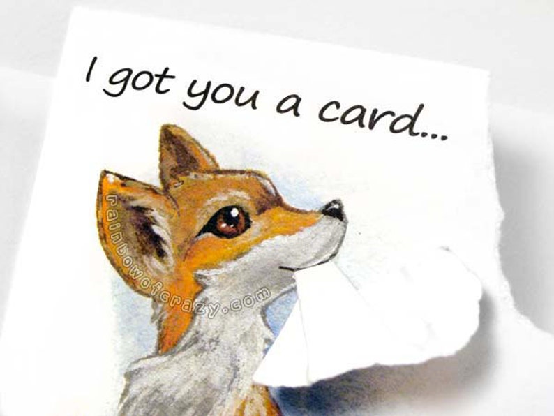 Red Fox Card Funny Greeting Card Woodland Fox Art Any | Etsy