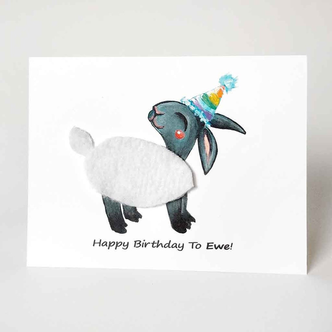 Funny Card, Black Sheep Card, Happy Birthday to Ewe, Farm Animal Print ...