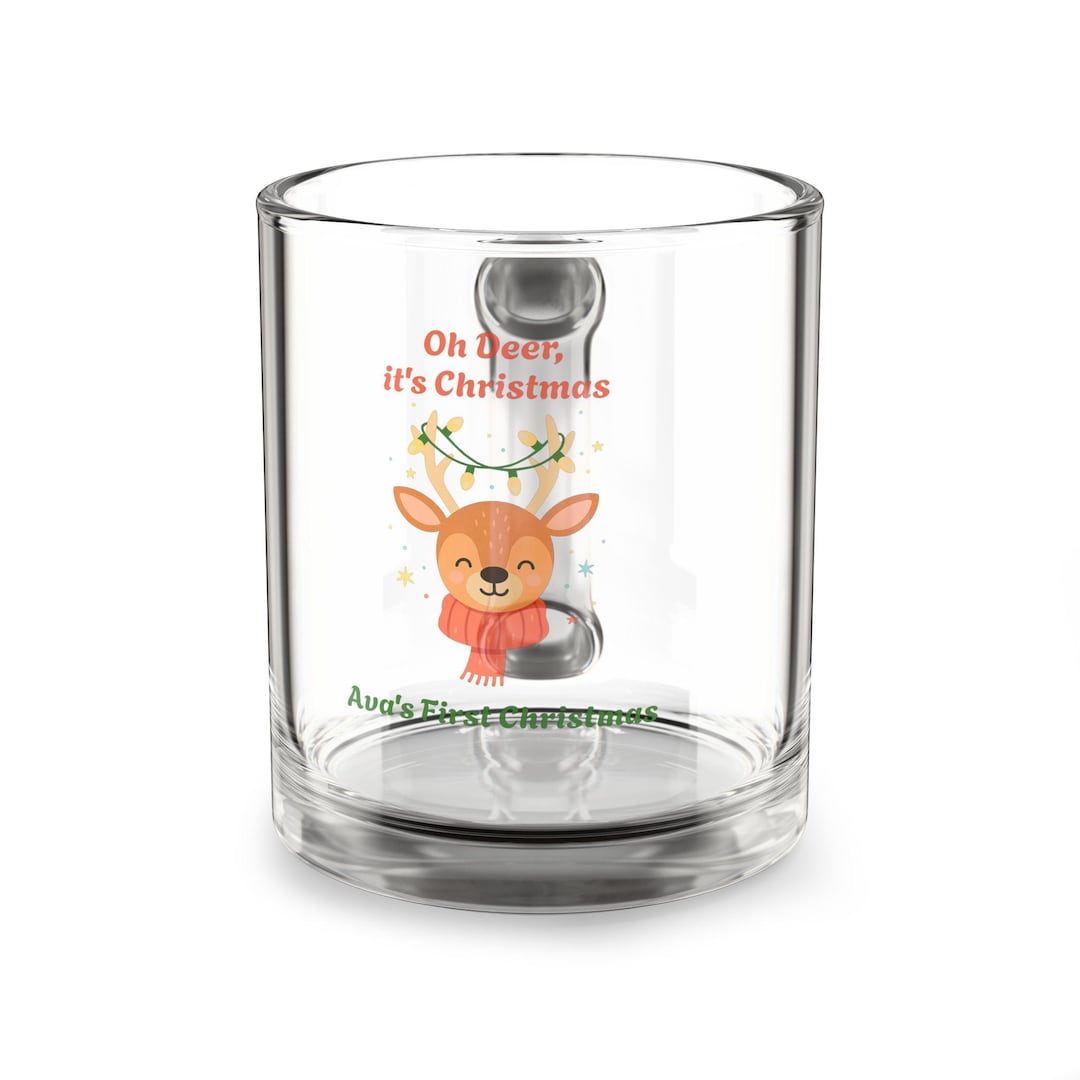Oh Deer It's Christmas – Reindeer Illustration on Glass Mug | 295 Ml ...