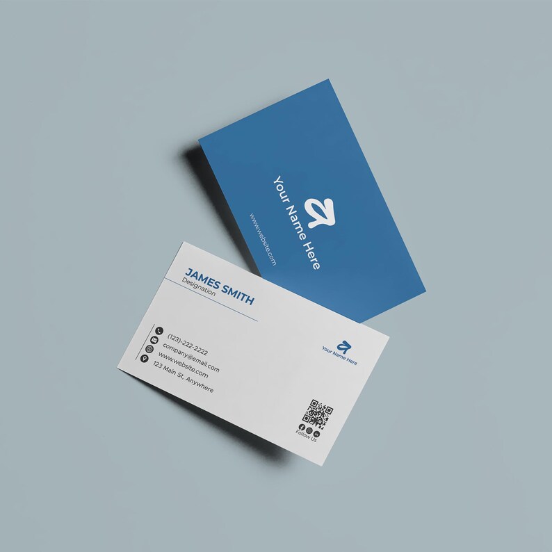 Minimal QR Code Business Card Template, Modern Double-sided Design ...