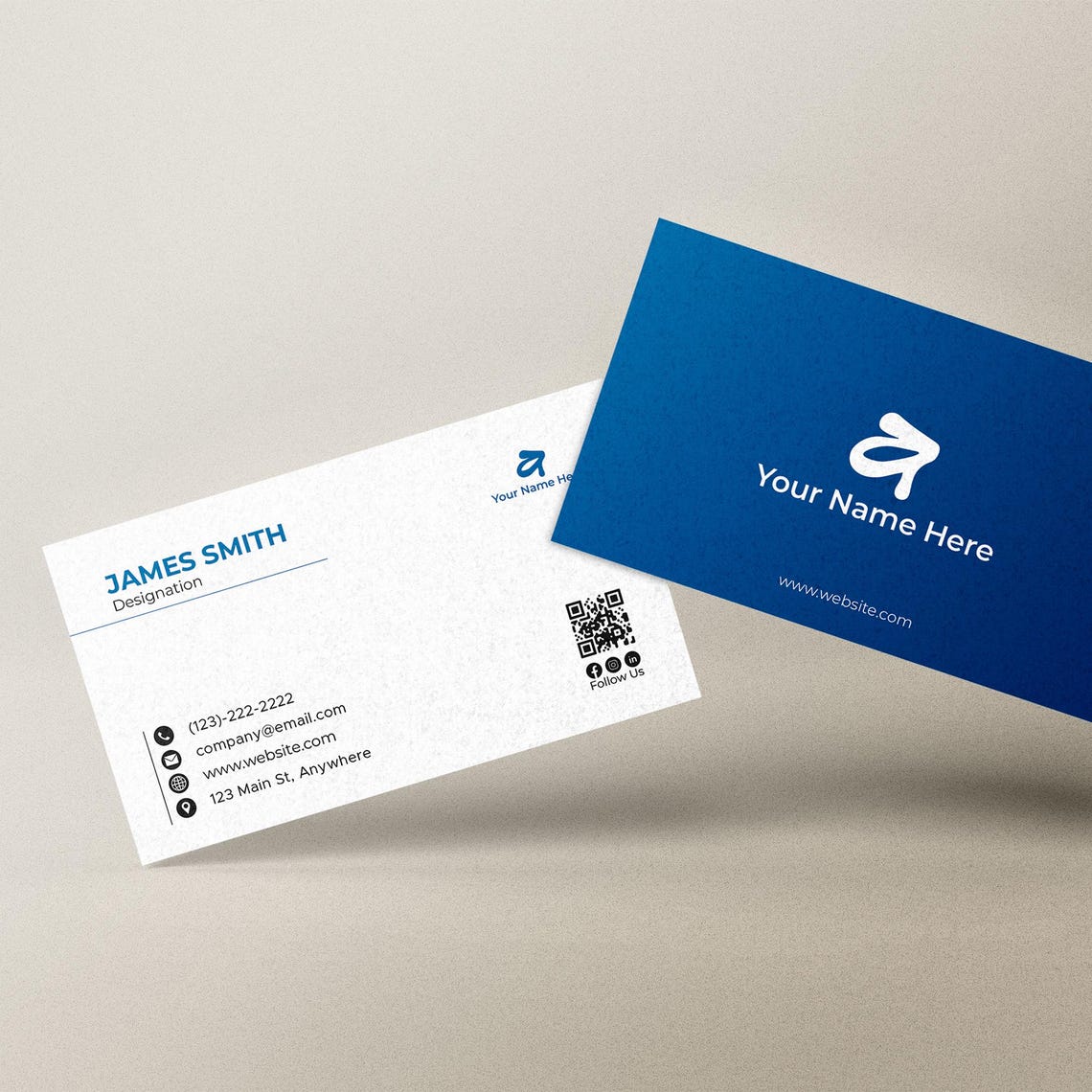 Minimal QR Code Business Card Template, Modern Double-sided Design ...