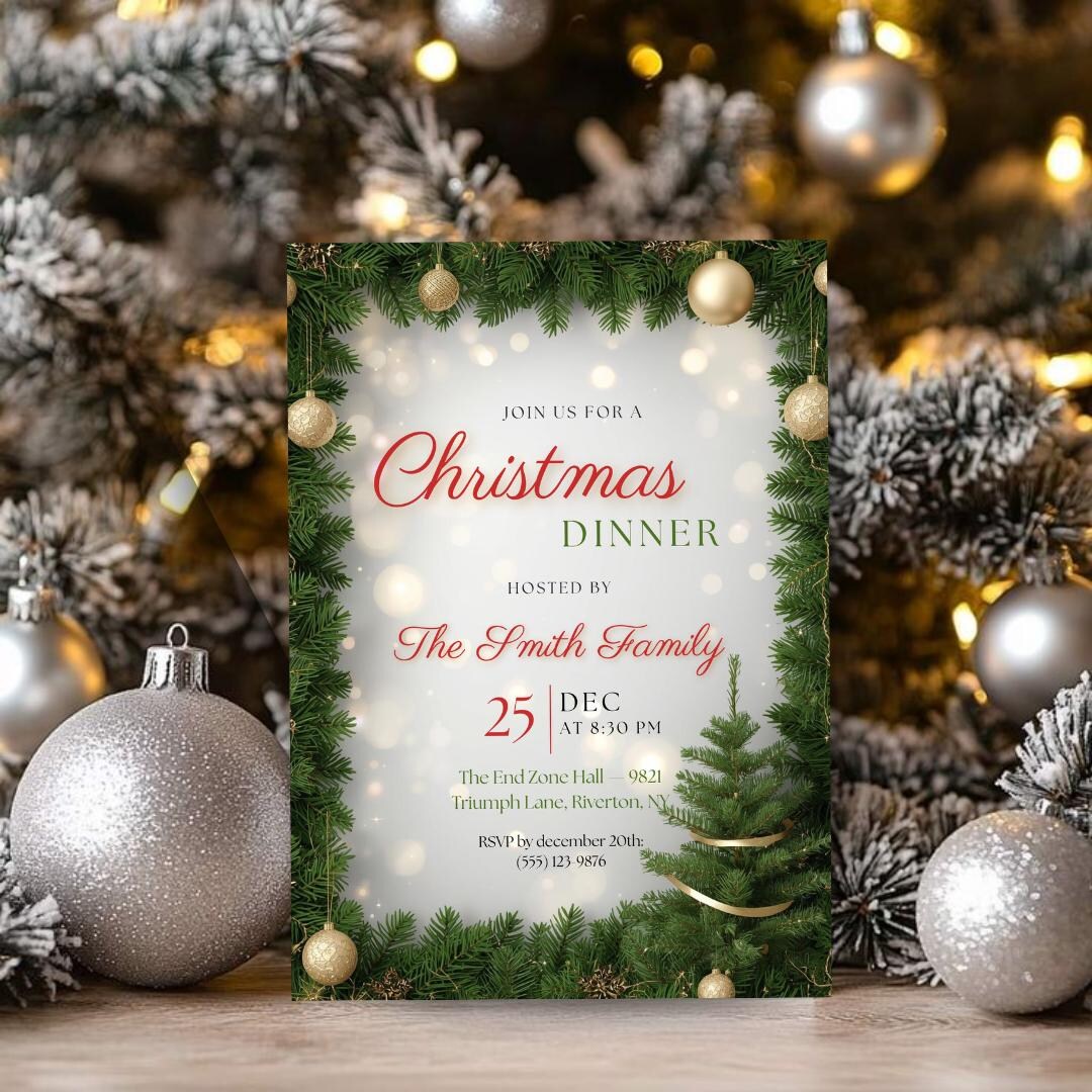 Editable Christmas Dinner Invitation | Holiday Party Invite (digital ...
