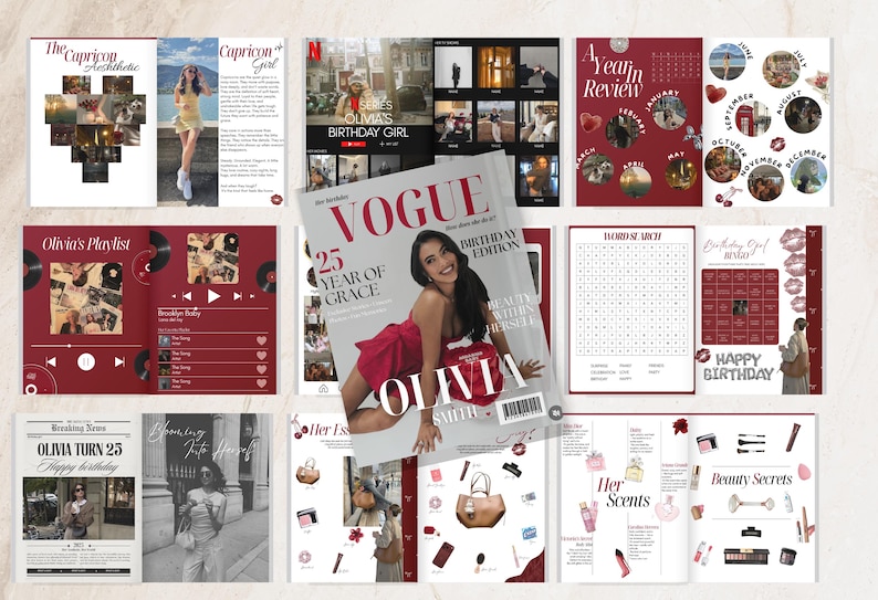 Personalized Vogue Birthday Magazine | Editable Gift (digital Template ...