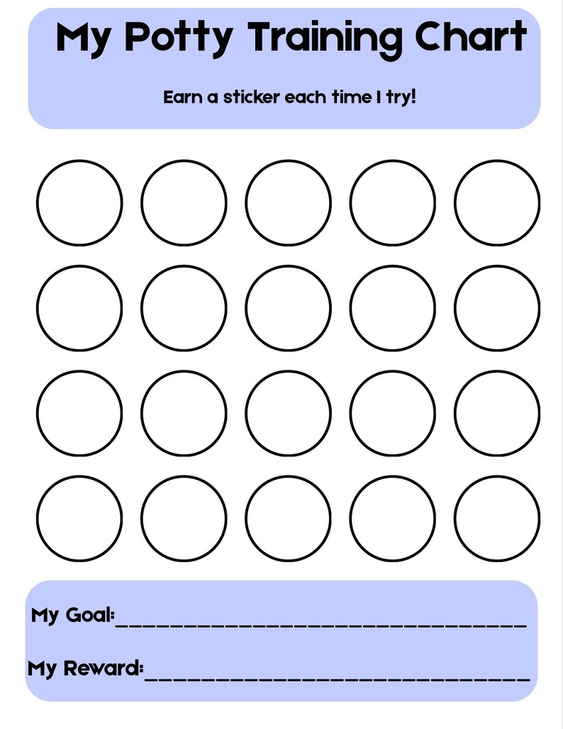 Potty Training Sticker Chart for Toddlers - Etsy