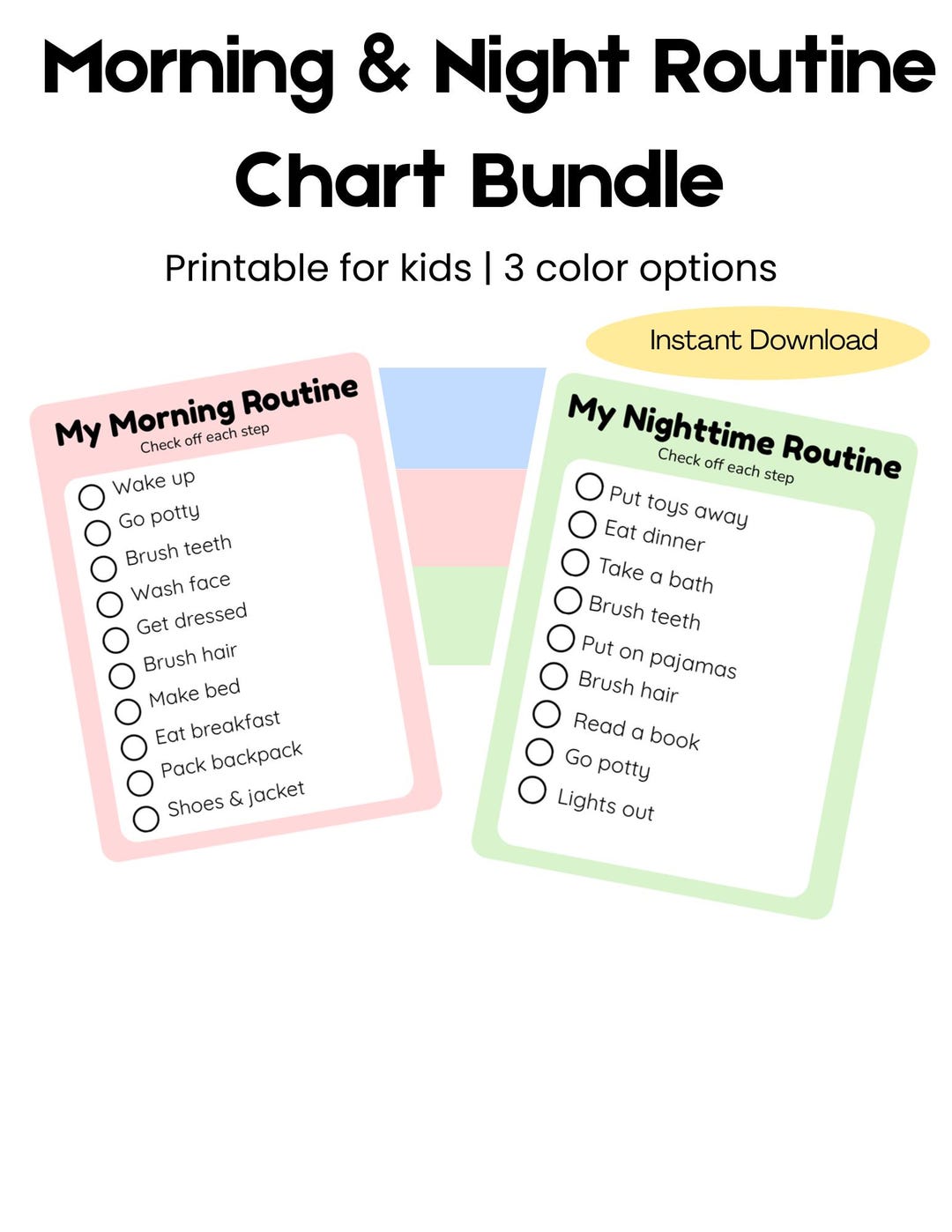 Morning & Night Routine Chart for Kids | Printable | Instant Download ...