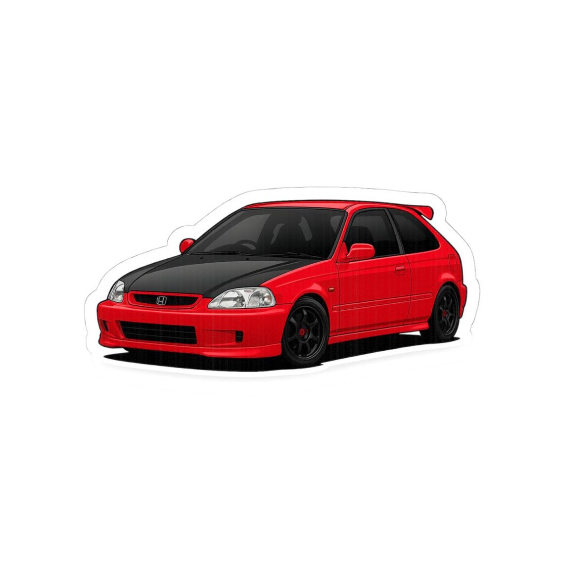 90s JDM Honda Civic EK Sticker, Red EK Hatchback Vinyl Decal | Tuner ...
