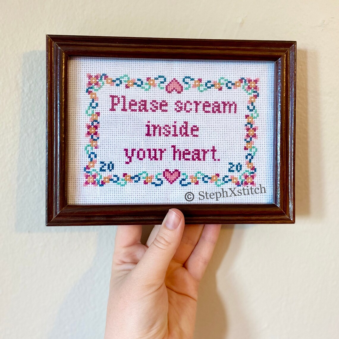 PATTERN Please Scream Inside Your Heart 2020 Meme Xstitch - Etsy