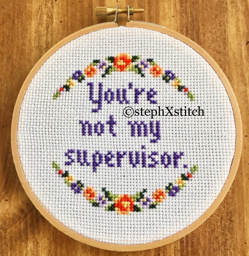 PATTERN Subversive Cross Stitch You're Not My Supervisor Hoop Art ...
