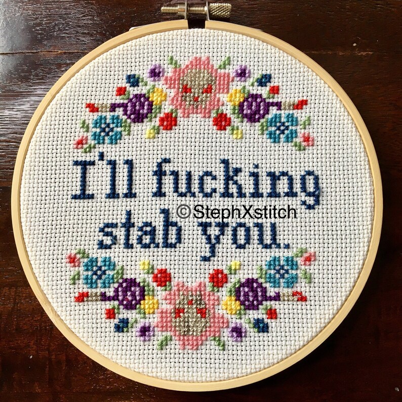 MATURE Adult Cross Stitch Pattern I ll F cking Stab You Etsy