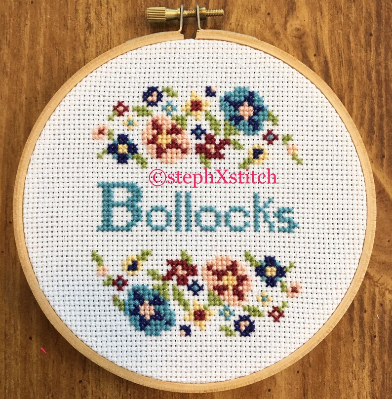 PATTERN Subversive Cross Stitch Framed Bollocks British Humour Funny ...