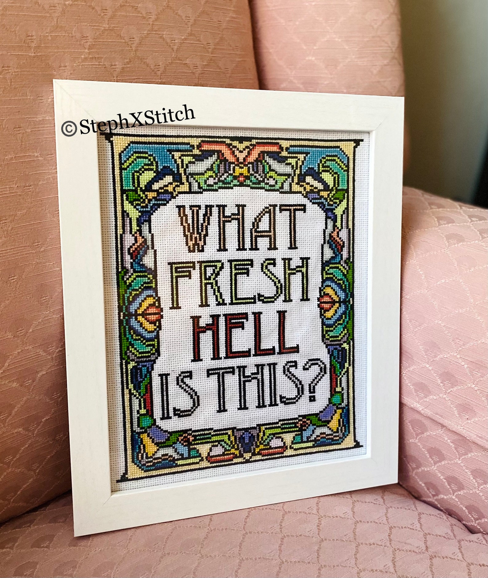 PATTERN What Fresh Hell is This Dorothy Parker Quote Stained | Etsy