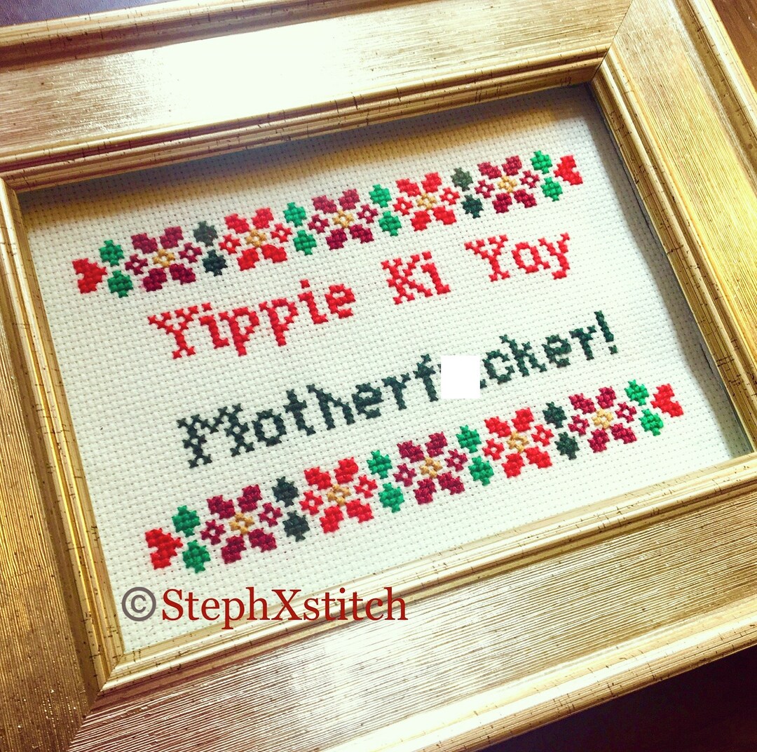 PATTERN MATURE Christmas Yippie Ki Yay Motherf-cker Die Hard Xmas Cross ...