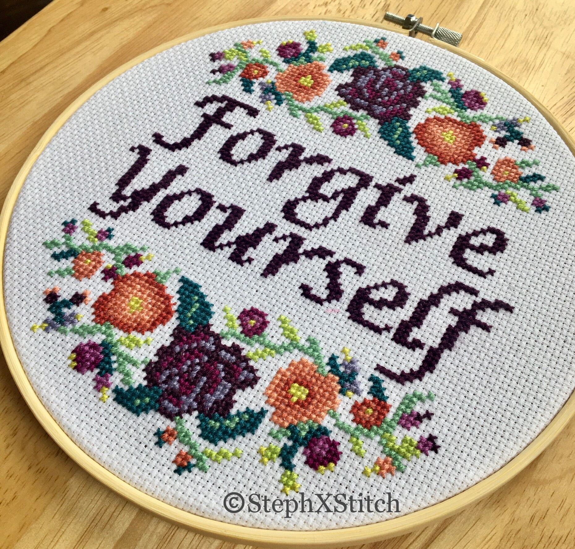 PATTERN Forgive Yourself Cross Stitch Self Care Inspirational Stitch ...
