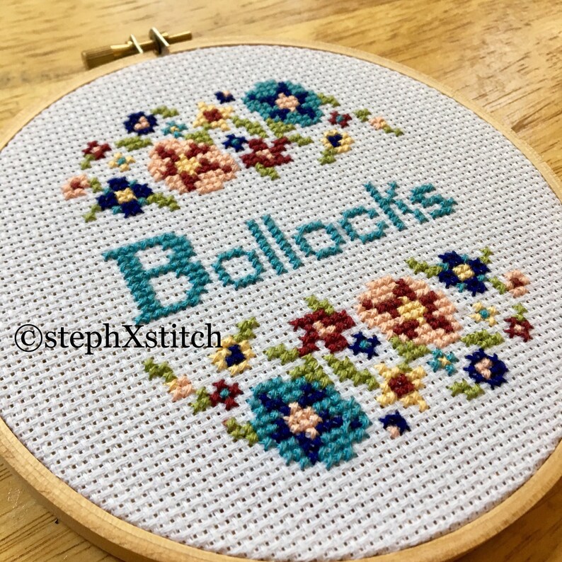 PATTERN Subversive Cross Stitch Framed Bollocks British Humour Funny ...