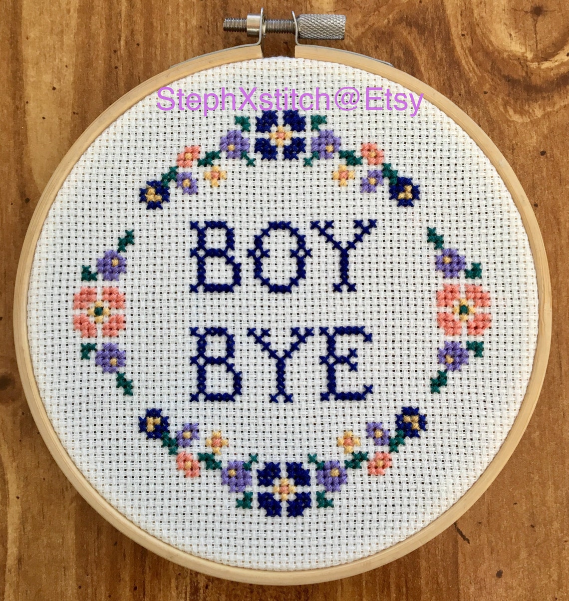 PATTERN Boy Bye Funny Hip Hop Cross Stitch Floral Border | Etsy